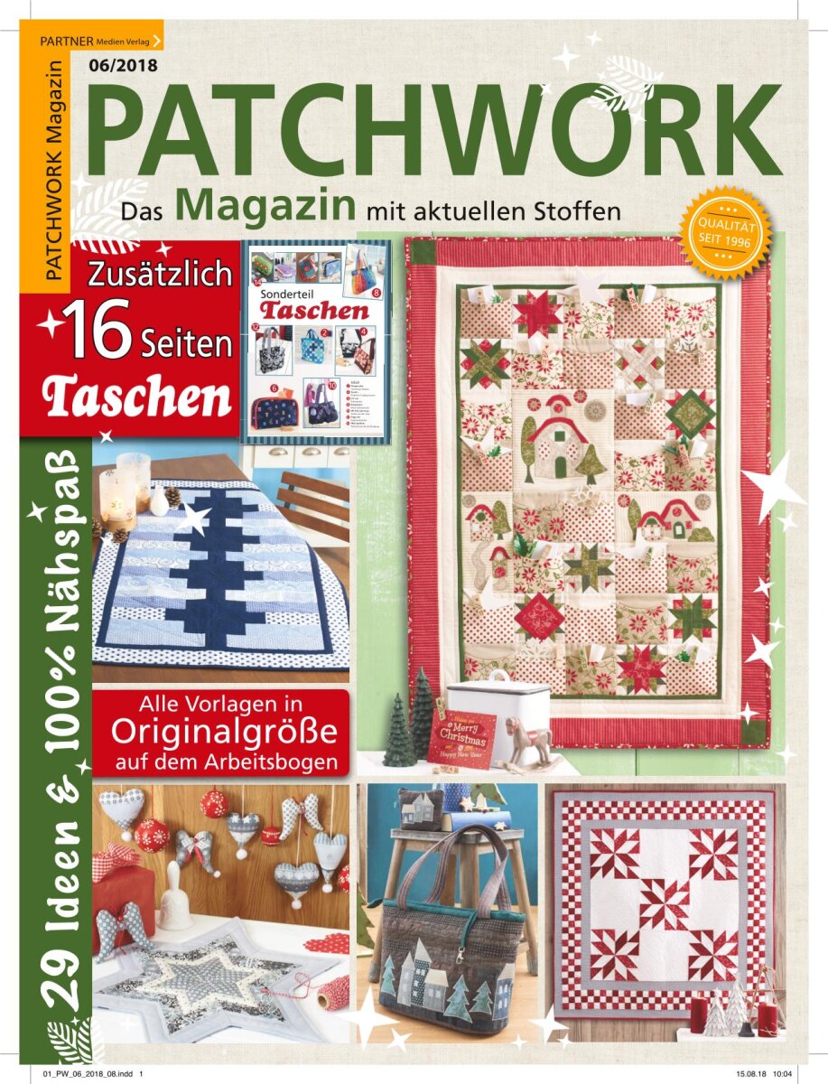 Patchwork Magazin 6/2018 - 16 Seiten Taschen Printausgabe, 4,90